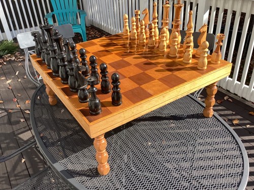 Giant Vintage Oversized Jumbo 10.5” Tall Kings Wooden Chess Set 31 ...