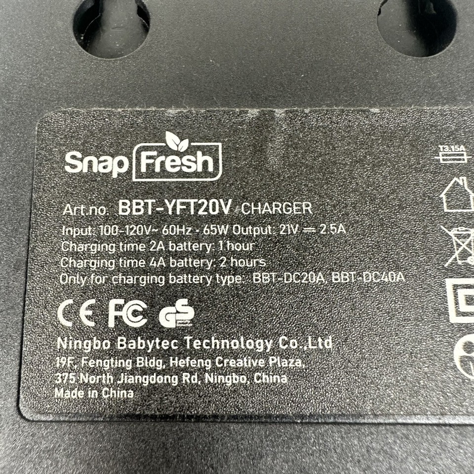 Snap Fresh Fast Battery Charger 20v BBT-YFT20v New | eBay