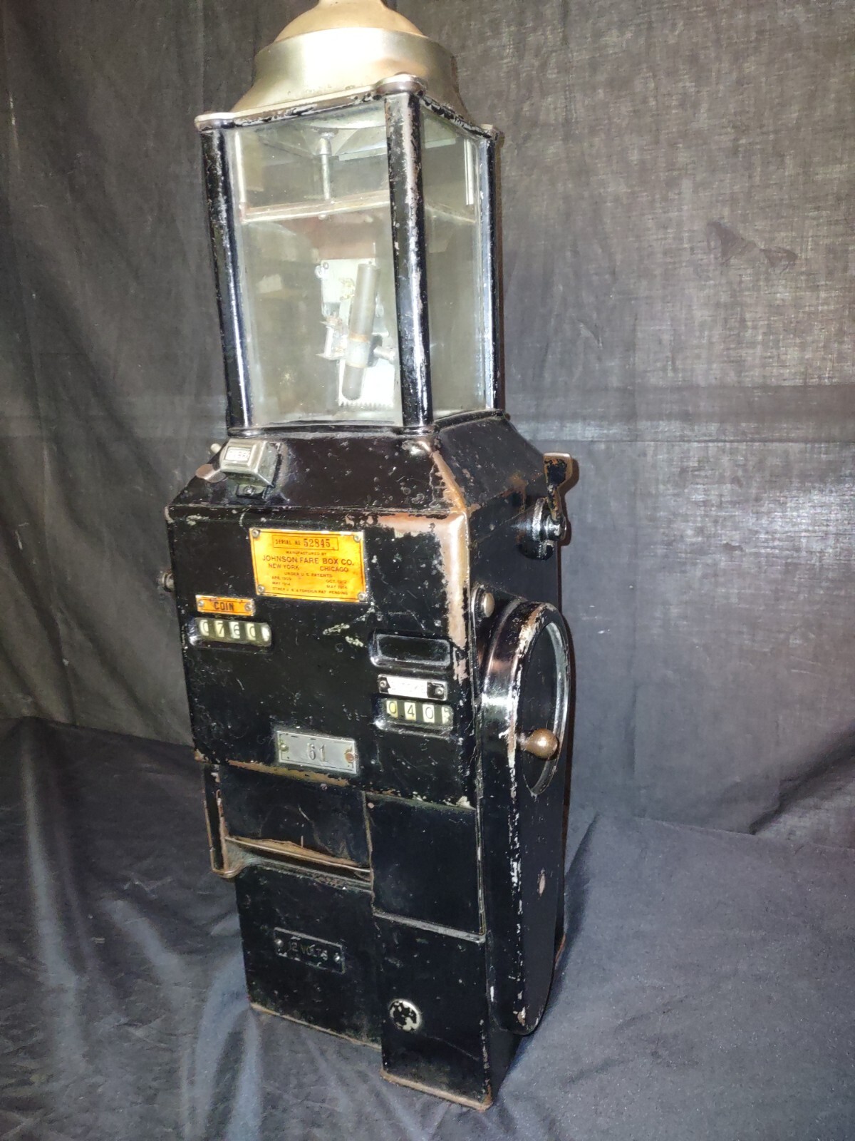 Antique Johnson Fare Box Bus Trolley Streetcar Coin Ticket Machine ...