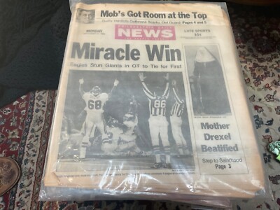 PHILADELPHIA DAILY NEWS, EAGLES MIRACLE WIN, FULL NEWSPAPER, NOV 21 ...