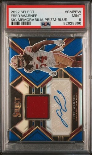 PSA 9 2022 SELECT SIGNATURE MEMORABILIA PRIZM BLUE FRED WARNER AUTO /75 ...