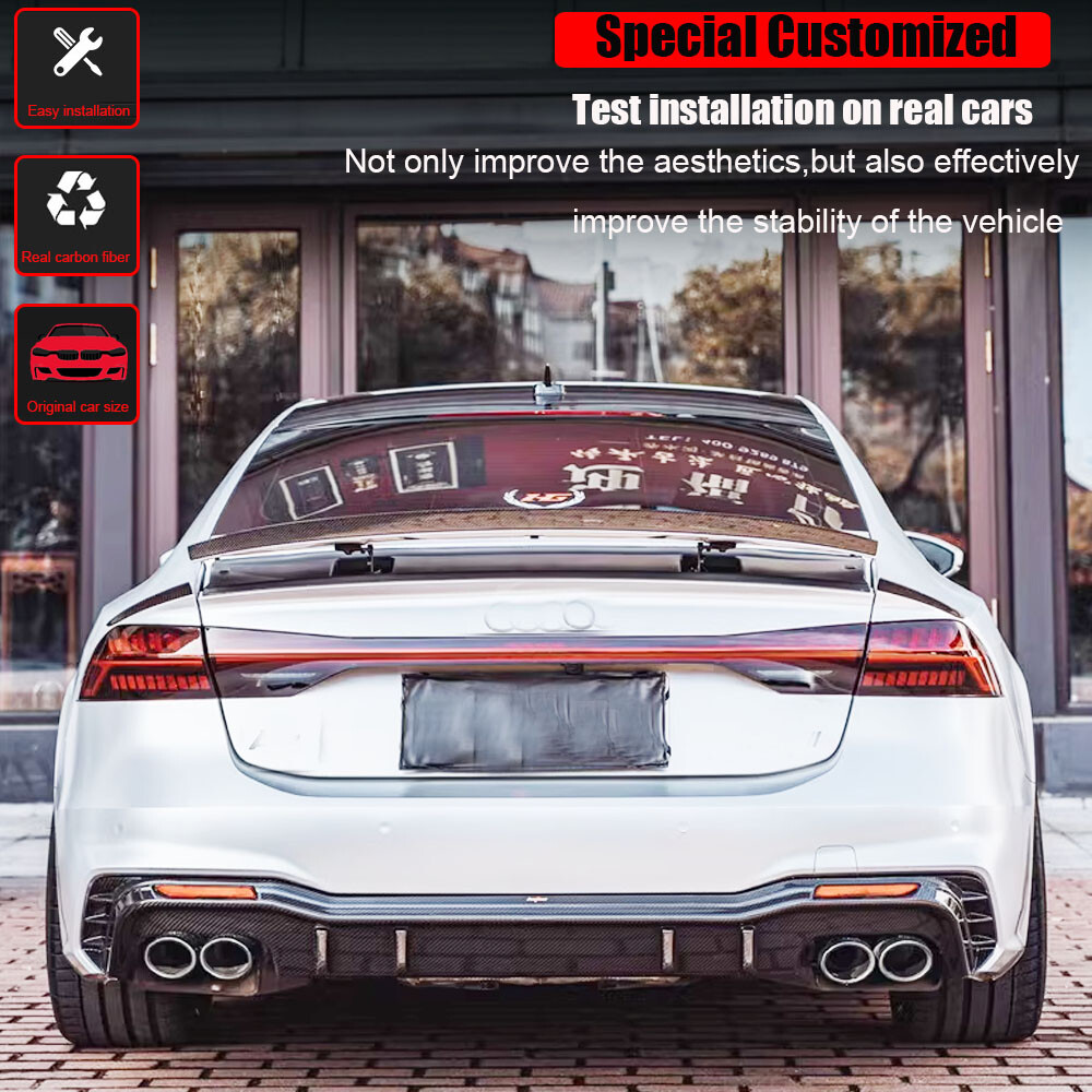 Fits Audi A7 Sline S7 RS7 4-Door 2019-2021 REAL CARBON Rear Trunk ...