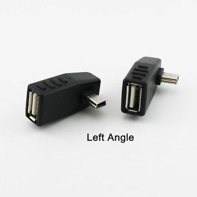 1x USB Type A Female to Mini B 5 Pin Male Left Angle 90 Degree ...