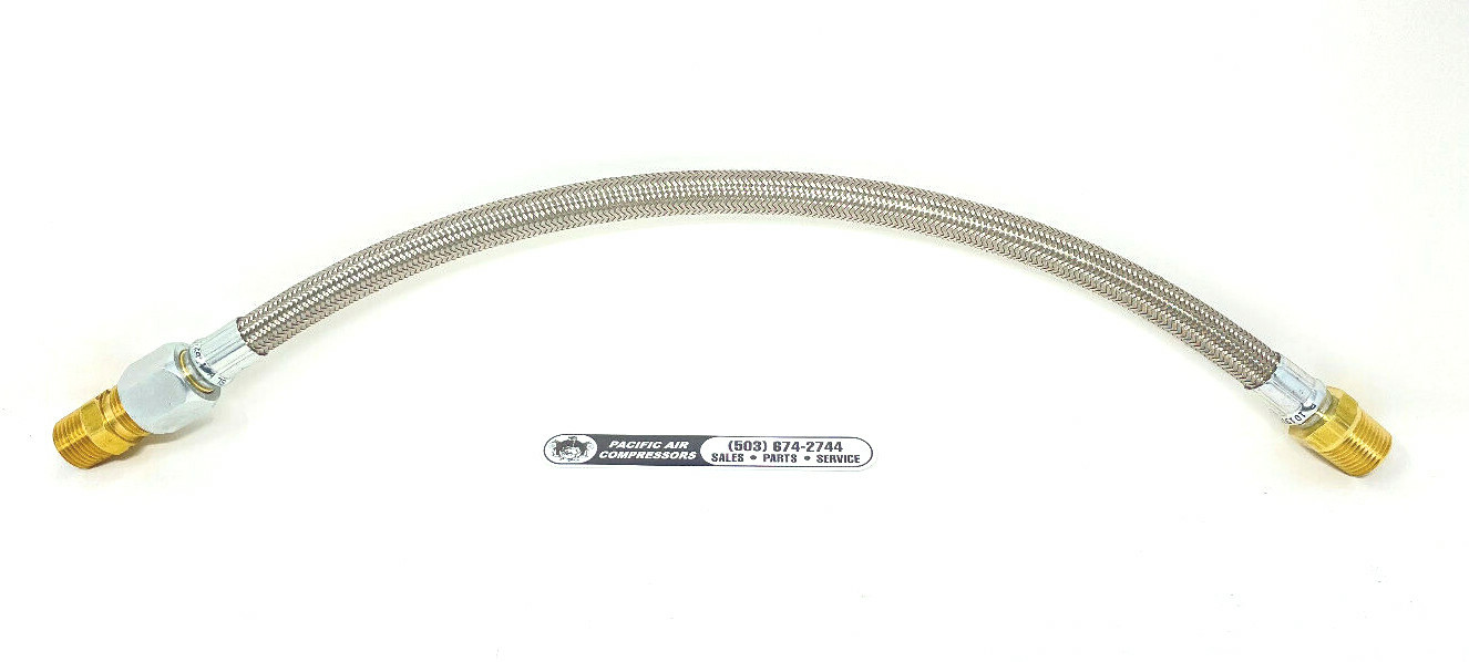 AIR COMPRESSOR DISCHARGE LINE TEFLON STEEL BRAIDED HOSE 1/2'' X 5/8 ...