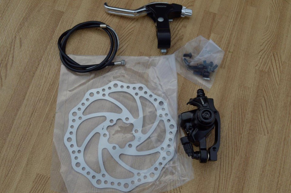 NEW BICYCLE FRONT DISC BRAKE SYSTEM KIT 160MM ROTOR CALIPER CABLE LEVER ...