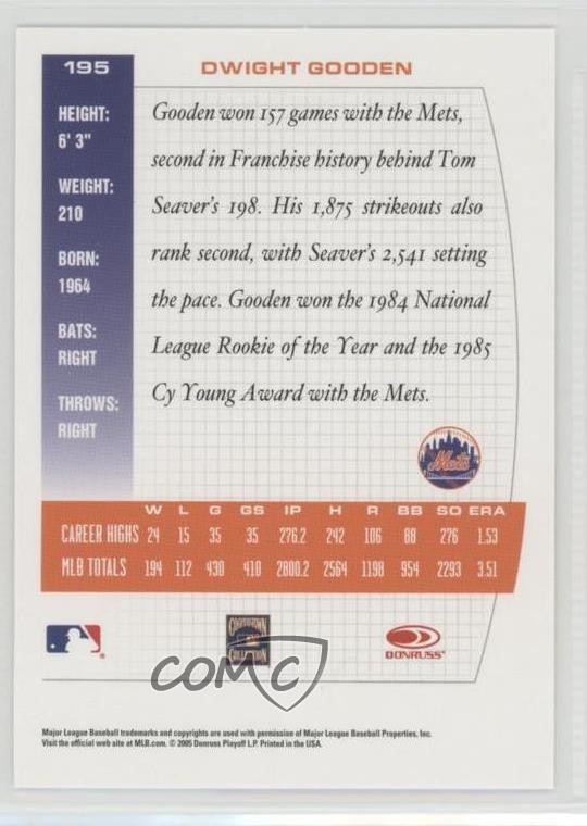 2005 Donruss Team Heroes Dwight Gooden #195 | eBay