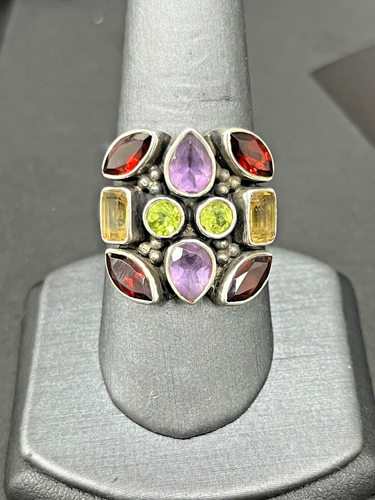 NB Nicky Butler India 925 Sterling Silver Multi-colored Gemstone Ring ...