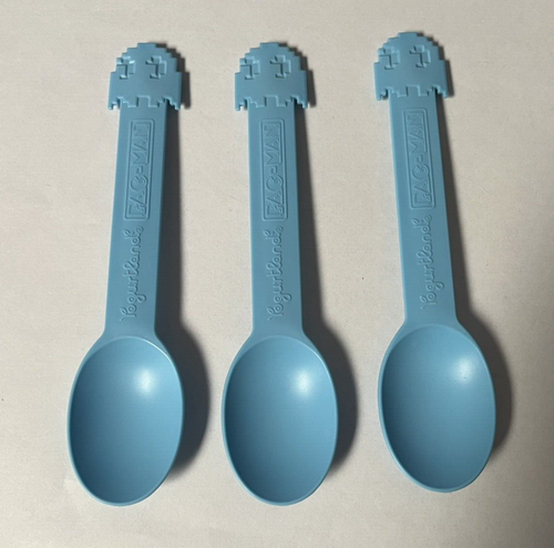 PAC-MAN Yogurtland Limited Edition Blue Plastic Spoon Set 3x Lot By ...