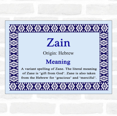 Zain Name Meaning Blue Certificate | eBay.de