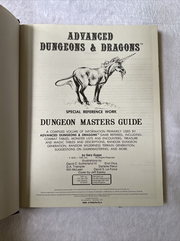 DUNGEON MASTERS GUIDE 1979/1983 8th print 1st Edition Dungeons ...