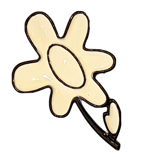 Black & White Abstract Flower Pin 2 3/4" Lapel Brooch RARE signed KNK ...