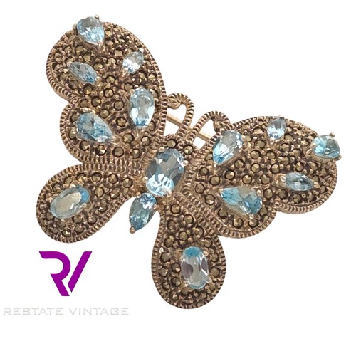 Mint Judith Jack Sterling Blue Topaz Marcasite Butterfly Pin Brooch | eBay