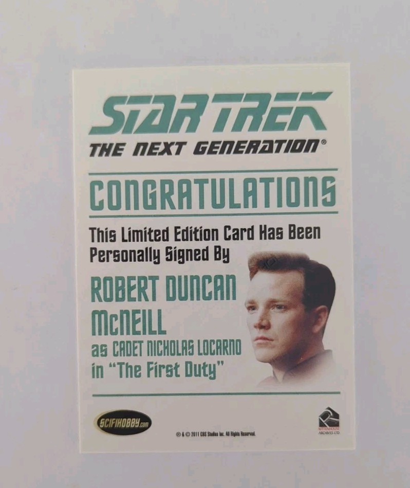 Star Trek TNG Next Generation Autograph Robert Duncan McNeill ...