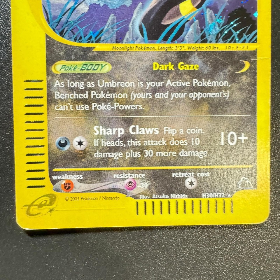 Pokemon Card 2003 Skyridge Umbreon Holo ENG H30/H32 WOTC E-Reader ...