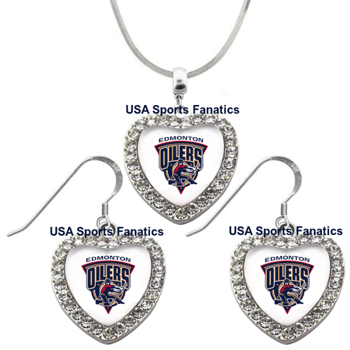 Edmonton Oilers 925 Necklace or Earrings or Set Team Heart With ...