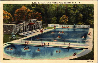 Postcard Oneonta NY Public Swimming Pool Wilber Park 1940's C9 | eBay