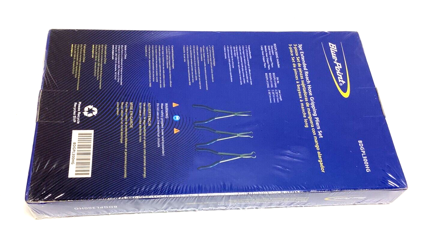 NEW Blue-Point BDGPL300HG 3-piece Extended reach Hose Grip Plier Set ...