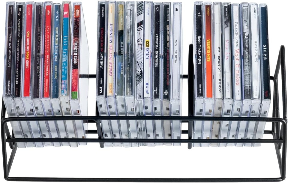 Tabletop Black Metal Wire CD Storage Stand, Video Game DVD Media ...