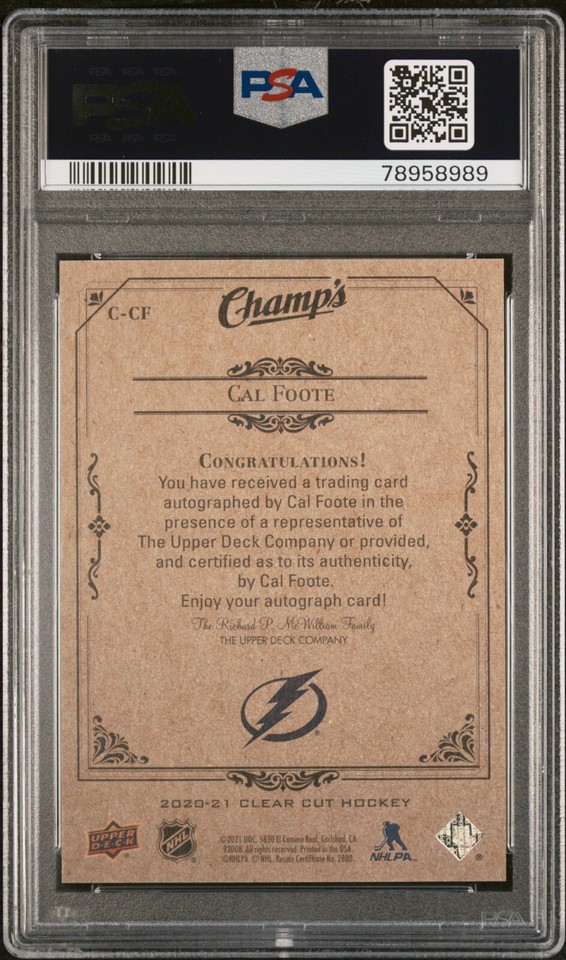 CAL FOOTE 2020 UPPER DECK CLEAR CUT CHAMPS AUTOGRAPH PSA 10 | eBay