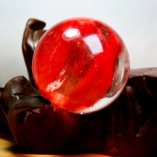Large Natural Quartz Crystal Ball Red Smelting Stone Sphere W/ Stand ...