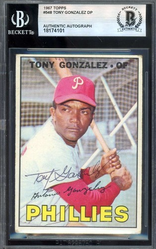 Tony Gonzalez Beckett BAS Signed 1967 Topps High Number Autograph | eBay