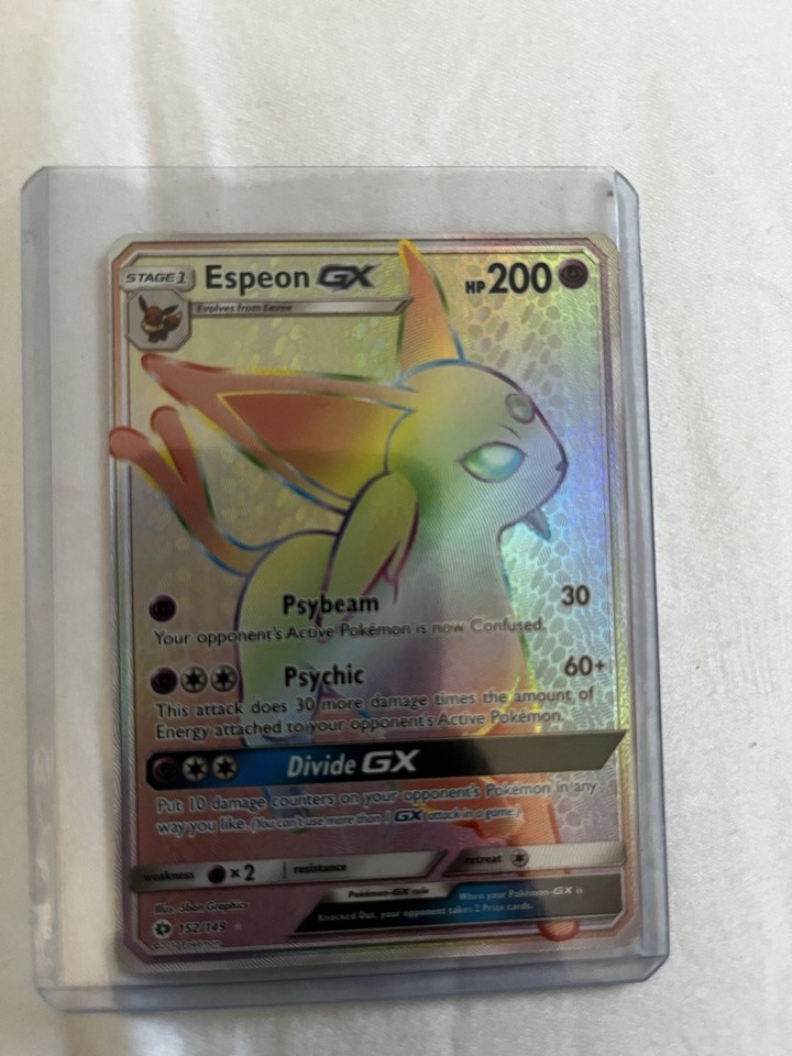 Espeon GX Rainbow Secret Rare Pokémon TCG Card 152/149 Sun & Moon | eBay