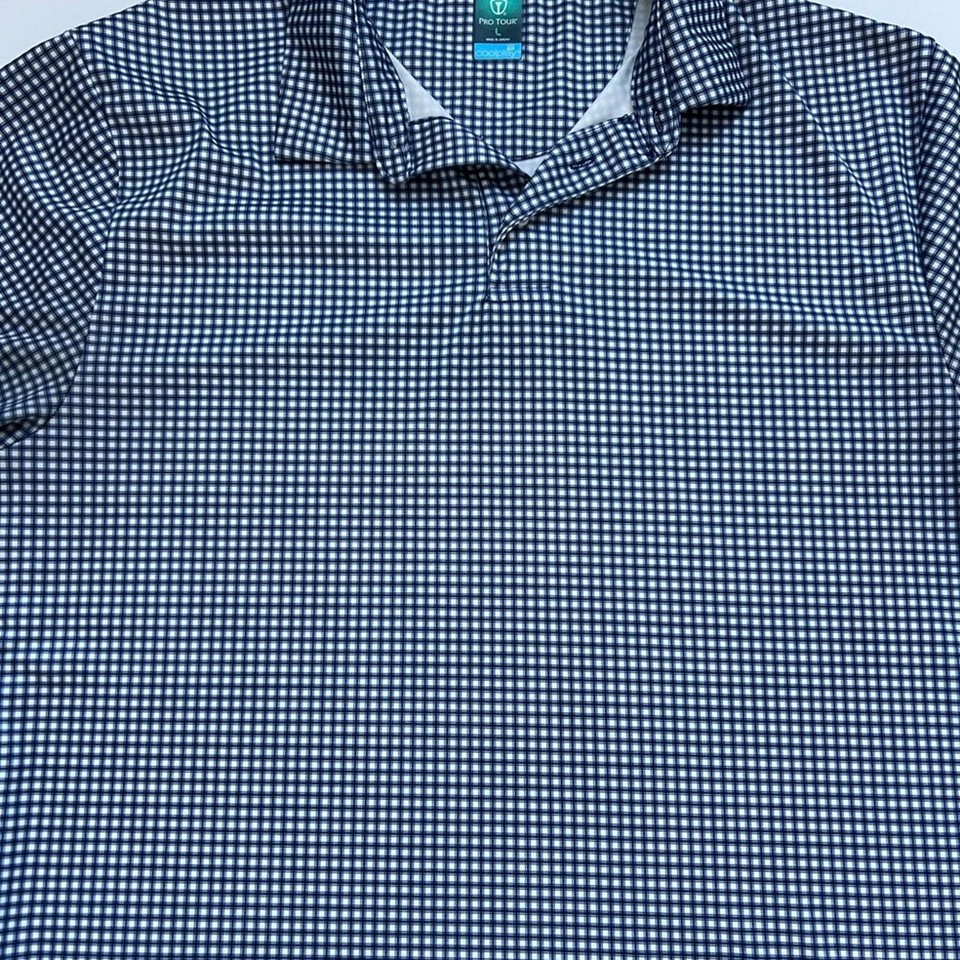 Pro Tour Men's Blue Checkered polo Shirt | eBay