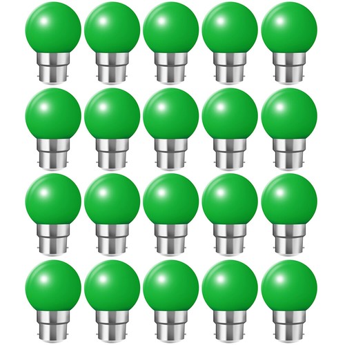 20 Pack B22 LED Globe Bulbs Green Color PC Shell 2W G45 Mini Bulb for ...