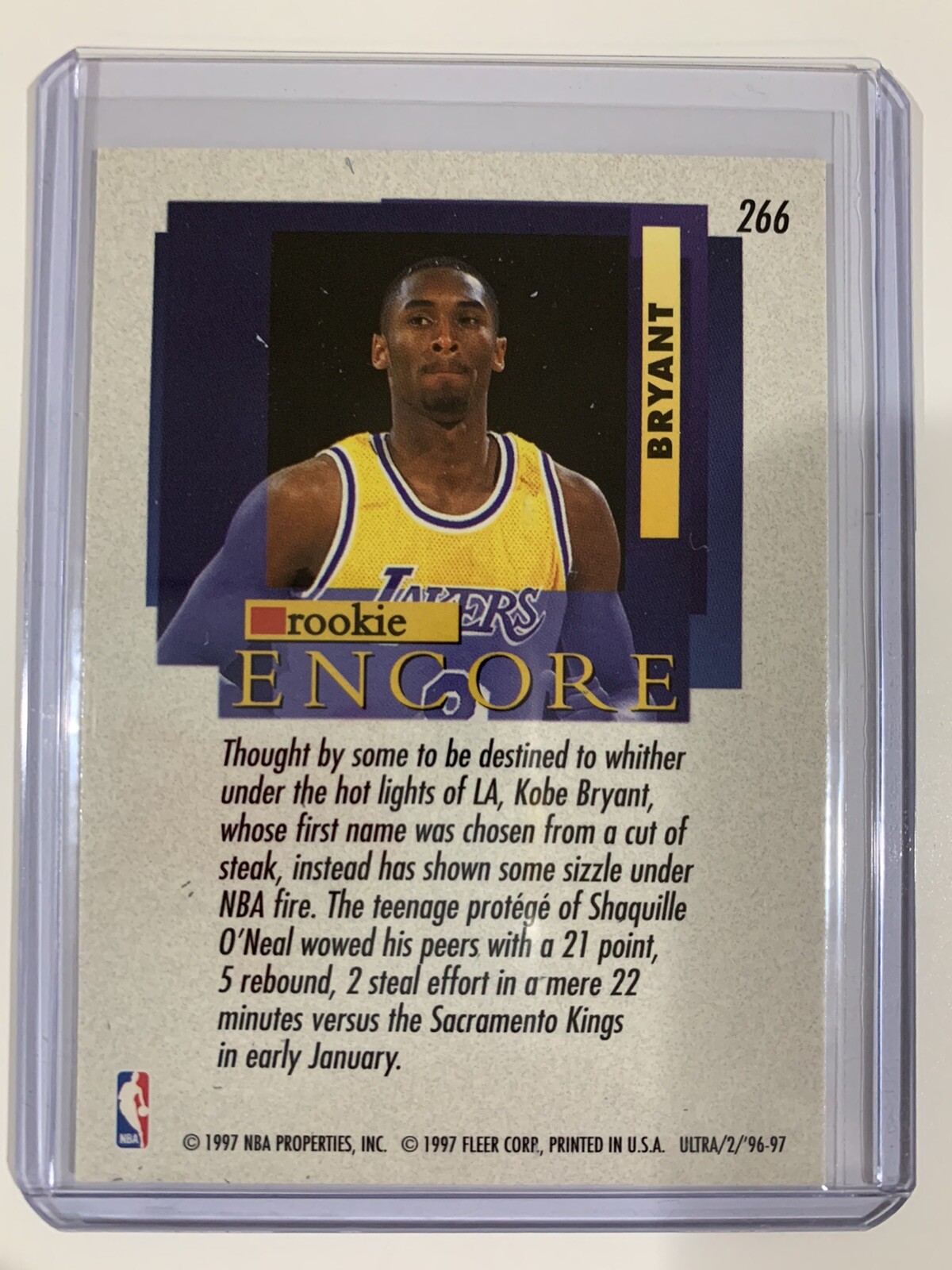 96-97 Fleer Ultra Kobe Bryant Rookie Card #266 Encore not Plantinum ...