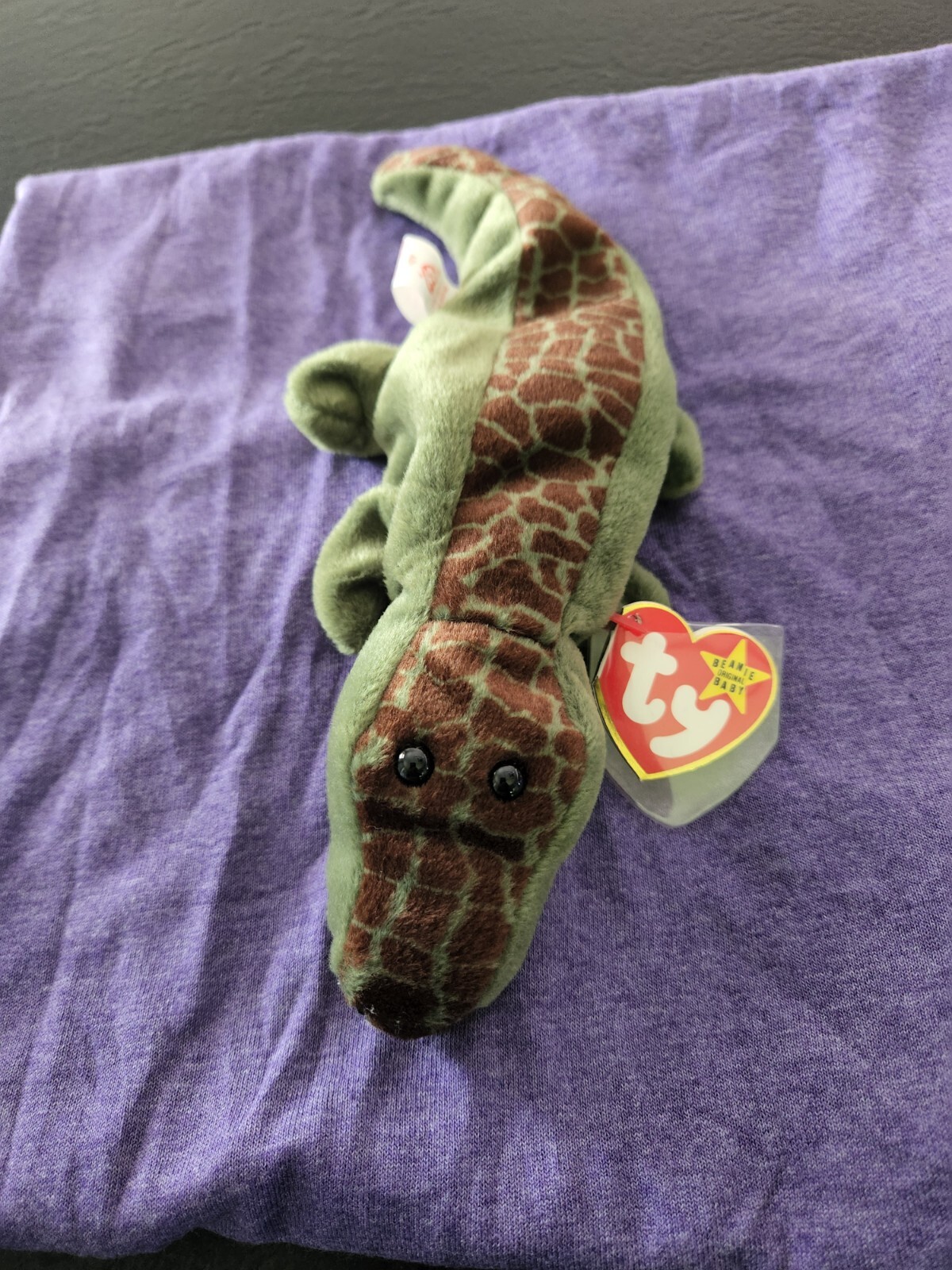 TY Beanie Baby Ally the Alligator tag covered with error | eBay