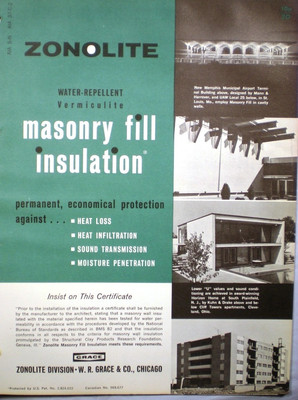 W.R. Grace Zonolite Catalog Masonry Fill Insulation VERMICULITE ...