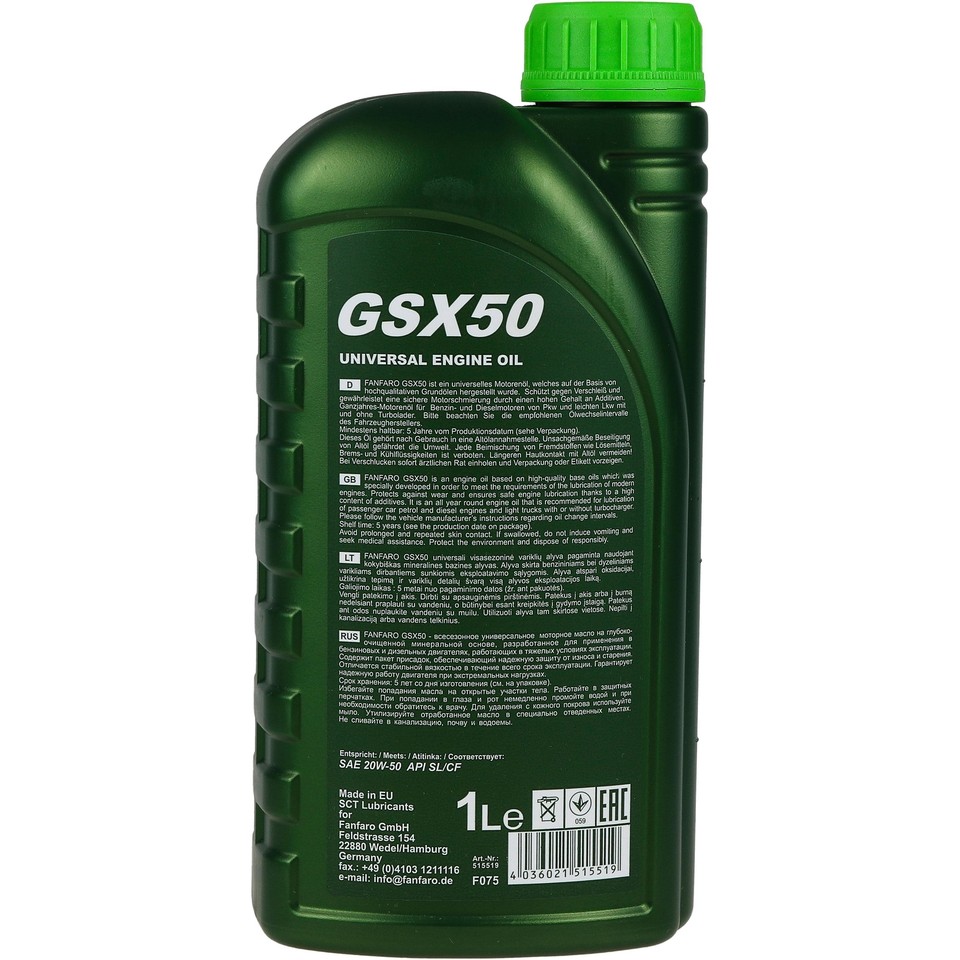 10L Engine Oil fanfaro GSX 50 20W-50 2x mannol Leak Additive+Engine | eBay