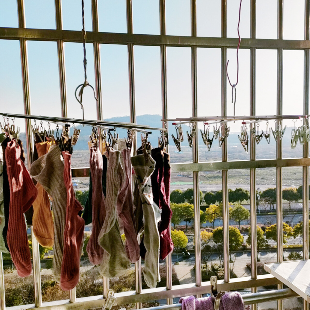 Clothes Drying Hanger Foldable Sock Hanger with 20 Clips Laundry Drying ...