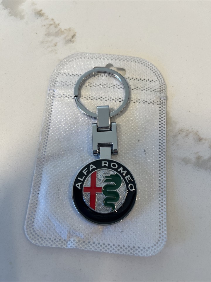 Alfa Romeo Silver Keychain Metal Keyring Logo Design on Both Sides ...