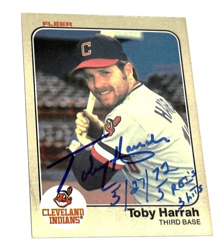Autographed 1983 Fleer Toby Harrah-Indians-5 RBI's-3 Hits on 05/27/1972 Inscrip | eBay