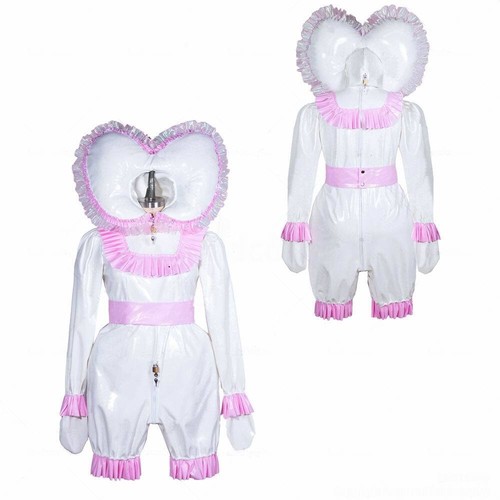 Girl sexy Maid Sissy Lockable White pvc Romper cosplay Costumes CD/TV ...