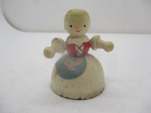 Vintage Antique Swiss Milk Maid Girl Bell Wood Handpainted Top Metal ...