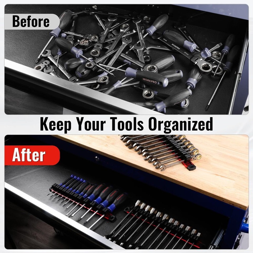 WORKPRO 3PC Magnetic Screwdriver Organizer Wrench Organizer Aluminum ...