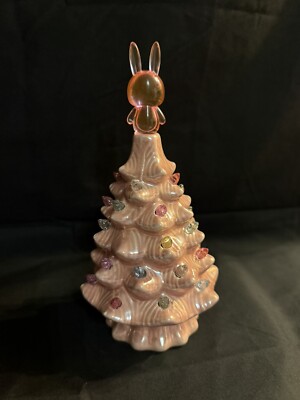 Easter Bunny Cottontail Tree 8” Light Up Pink Ceramic Tree Lights Up | eBay