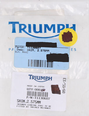 Triumph Shim 2.575mm Part Number - T1130607 | eBay