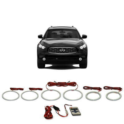 Bright White RF LED Headlight & Fog Light Halo kit for Infiniti FX37 13 ...