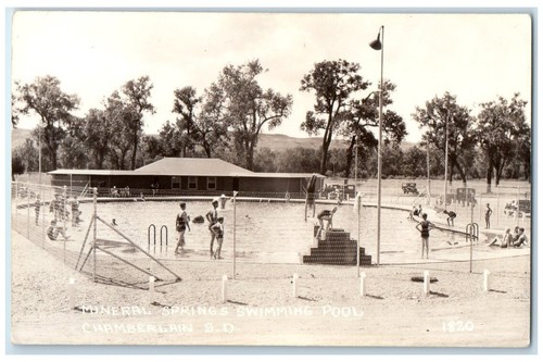 c1930's Mineral Springs Swimming Pool View Chamberlain SD RPPC Photo ...