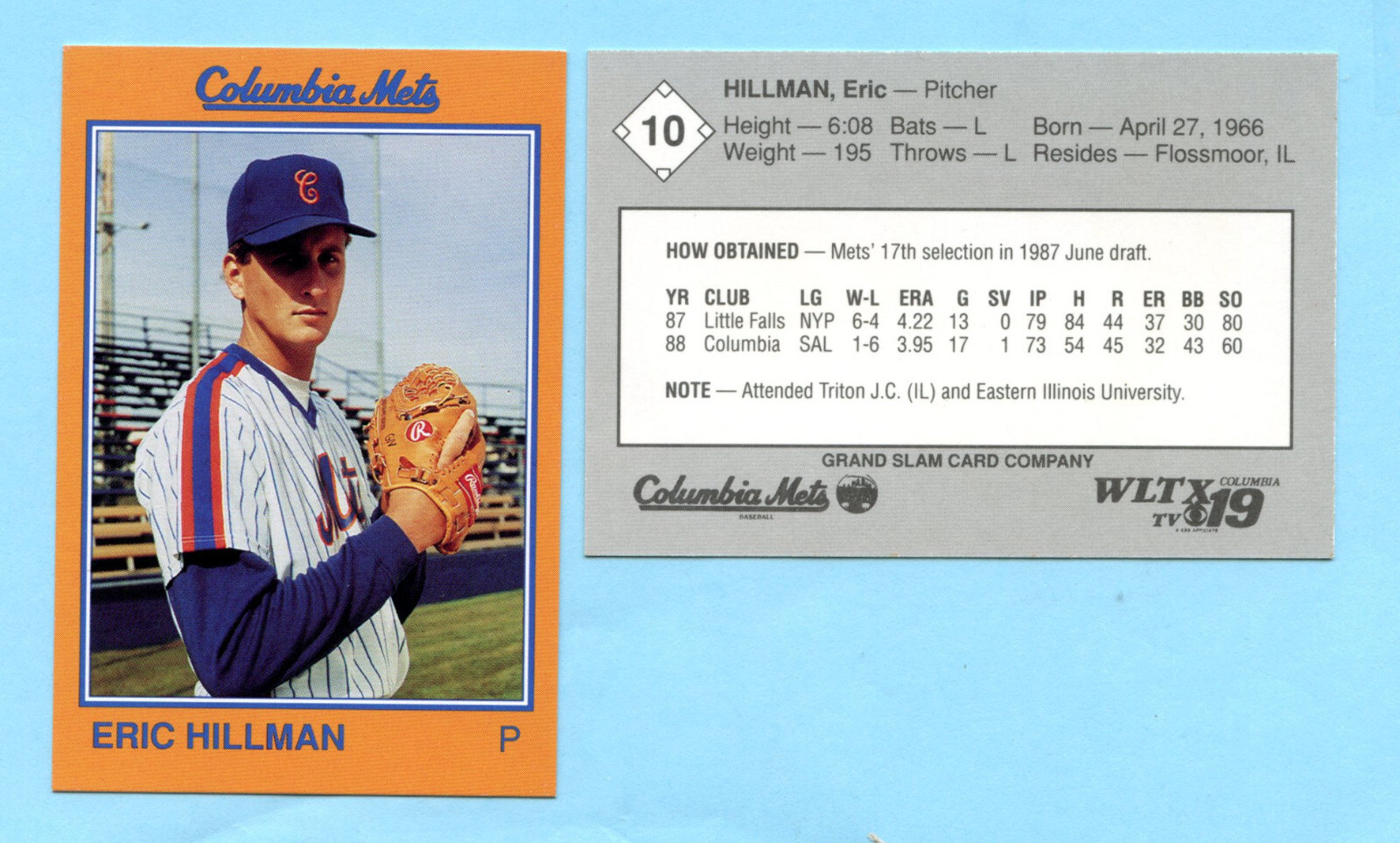 1989 Grand Slam Card Co - Minor League - Eric Hillman - Columbia Mets ...