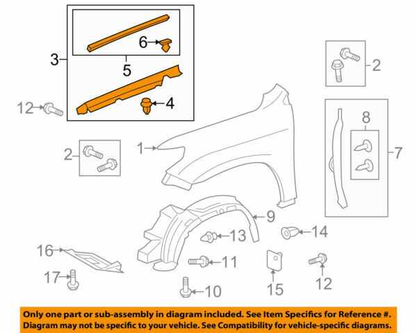53806-60030 Toyota Seal, front fender main, lh 5380660030, New Genuine ...