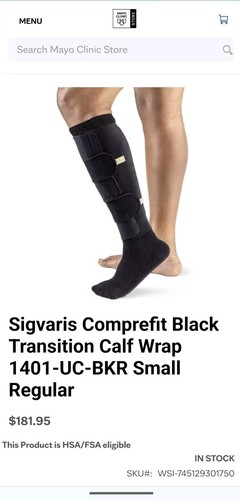 Sigvaris Comprefit Transition Calf Wraps (2) Black Unisex Size Small ...