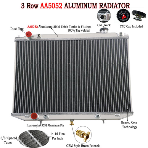 3ROW Aluminum Radiator For Nissan Navara D22 series 2.5L YD25 Turbo ...