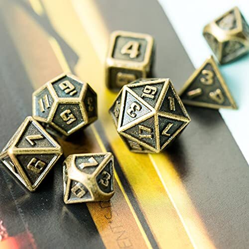 10mm Mini Metal DND Dice Set 7-Die Polyhedral RPG Dice for Mini Dice ...