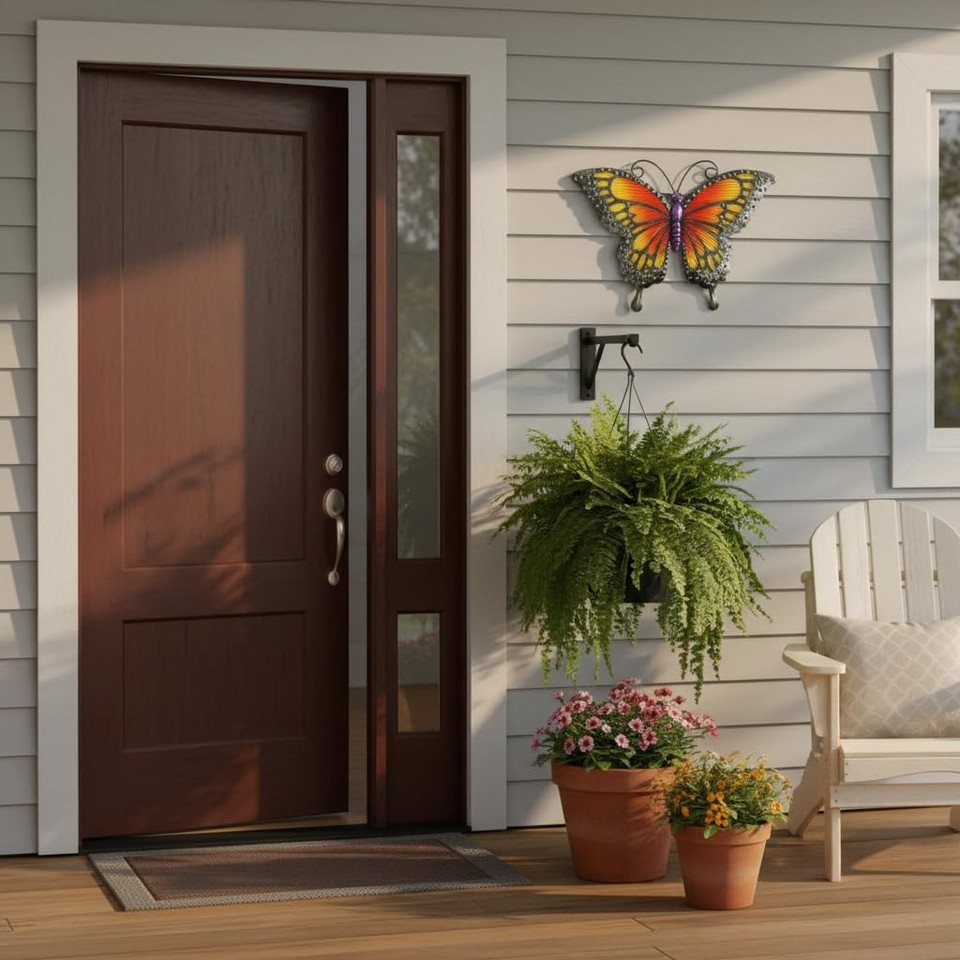 13" Large Metal Butterfly Wall Decor, 3D Vibrant Monarch Style ...