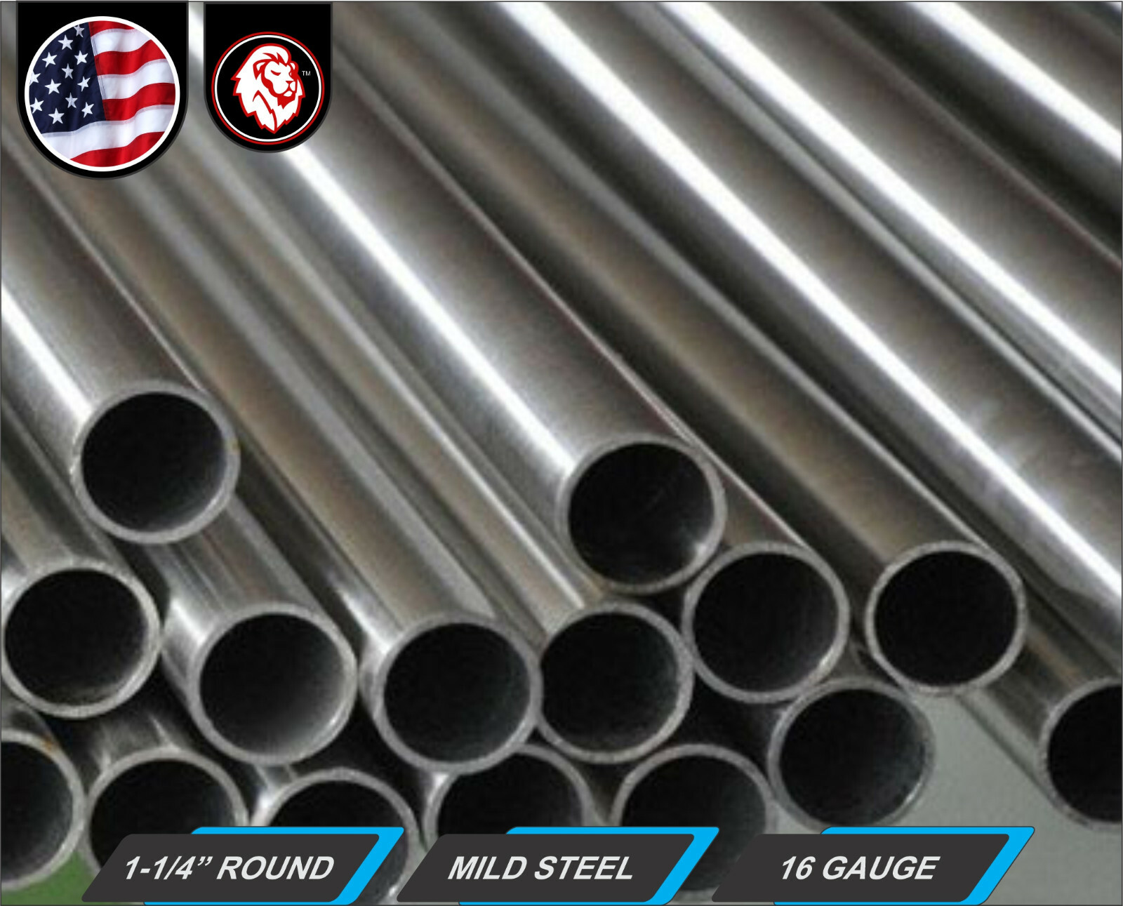 (X2) 1-1/4" Round Metal Tube - Mild Steel - 16 gauge - ERW - 96" Long ...