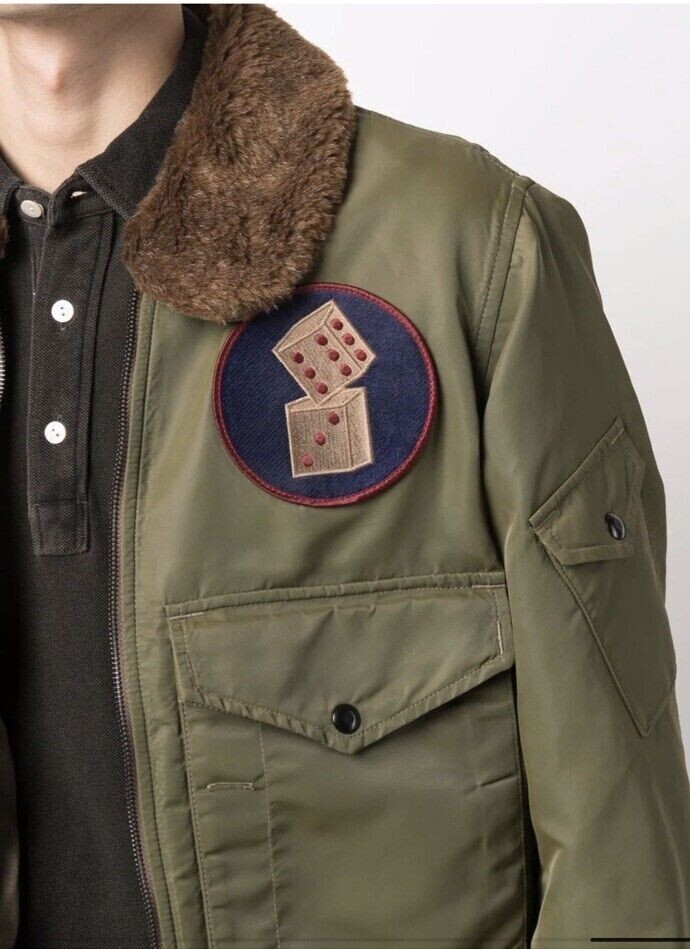 RRL Ralph Lauren Faux Shearling Collar Flight Bomber Jacket Dice Size ...